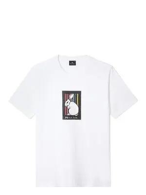 Paul Smith Cotton 'rabbit Stripe' Print T-shirt - White