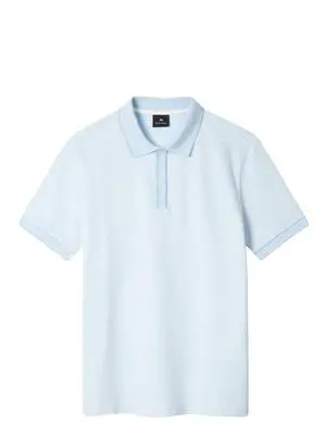 Paul Smith Light Blue Geo Mercerised Cotton Polo Shirt - White