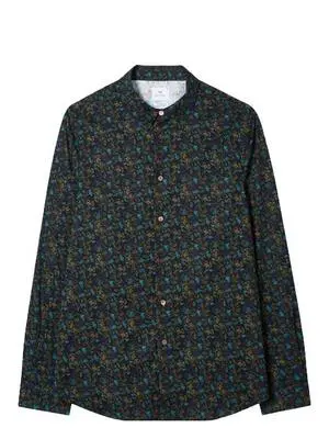 Paul Smith Organic Cotton 'globe Flower' Shirt - Black