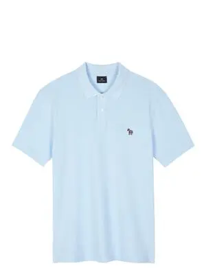 Paul Smith Pale Cotton Pique Zebra Logo Polo Shirt - Blue