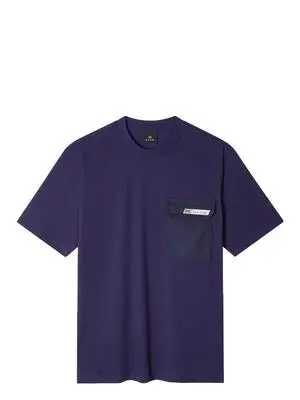 Paul Smith Dark Cotton-blend Tilt Logo T-shirt - Blue
