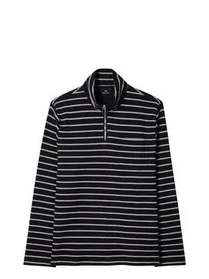 Paul Smith Textured Stripe Zip Neck Sweatshirt - Blue