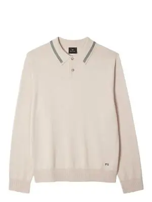 Paul Smith Ecru Merino Wool Knitted Polo Shirt - White