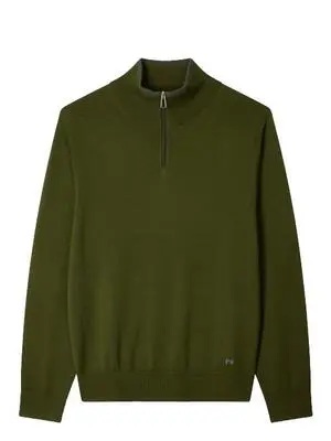 Paul Smith Merino Wool Half Zip Sweater - Green
