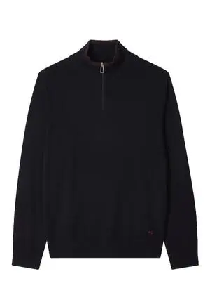 Paul Smith Merino Wool Half Zip Sweater - Blue