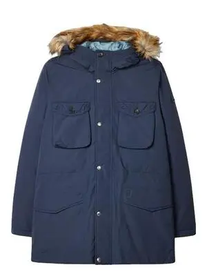 Paul Smith Down Parka With Faux Fur Hood - Blue