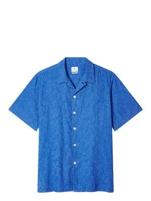 Paul Smith Mid Cotton Textured-jacquard Short-sleeve Shirt - Blue