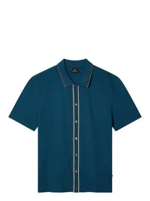 Paul Smith Teal Button-front Stretch-cotton Polo Shirt - Green