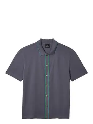 Paul Smith Button-front Stretch-cotton Polo Shirt - Grey