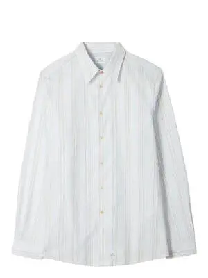 Paul Smith White Yarn-dyed Twisted Stripe Cotton Shirt - Multicolour