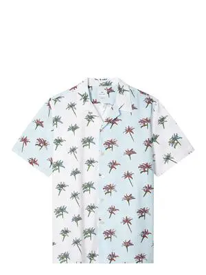 Paul Smith White And 'edelweiss' Print Short-sleeve Shirt - Blue