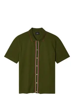 Paul Smith Khaki Button-front Stretch-cotton Polo Shirt - Green