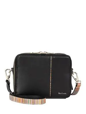 Paul Smith Leather Camera Bag With Signature Stripe - Black