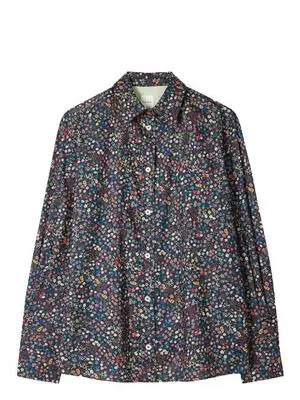Paul Smith Cotton 'liberty Floral' Print Shirt - Blue