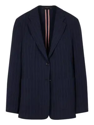 Paul Smith Wool-blend Pinstripe Seersucker Blazer - Blue