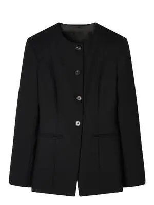 Paul Smith Collarless Wool Jacket - Black