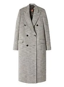 Paul Smith Herringbone Double Breasted Coat - Grey