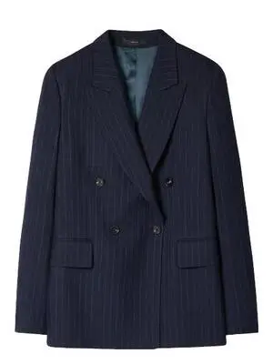 Paul Smith Striped Double-breasted Blazer - Blue