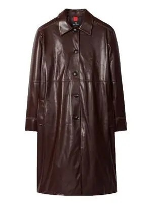 Paul Smith Faux Leather Trench Coat - Brown