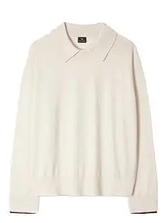 Paul Smith Merino Wool Knit Collared Sweater - White