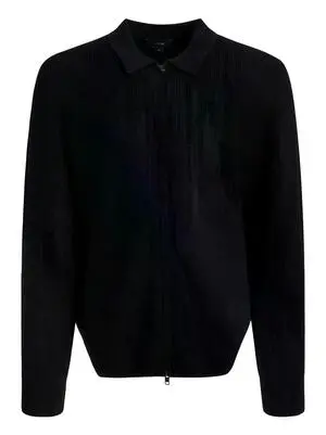 Vince Zip-up Ribbed Jacket - Black