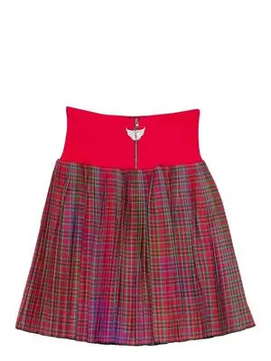CHOPOVA LOWENA Fret Pleated Skirt - Red