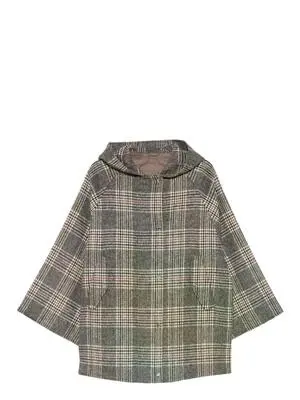 VICOLO Checkered Hooded Coat - Neutrals