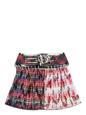 CHOPOVA LOWENA Pleated Carabiner Skirt - Red