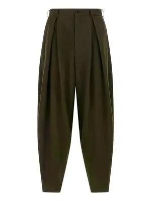 Comme Des Garçons Herringbone Pleated Trousers Green