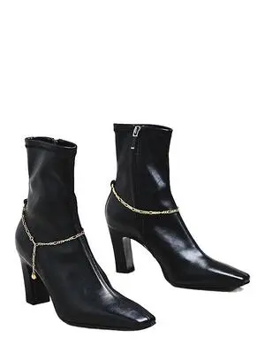 Lola Cruz Pointed Toe Ankle Boots - Black