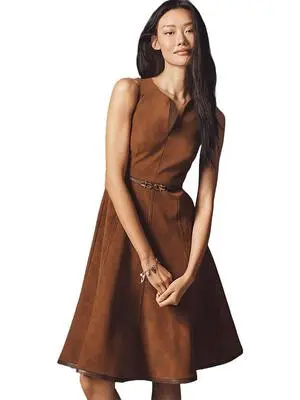 EN SAISON Eloise Sleeveless Faux-suede Mini Dress - Brown