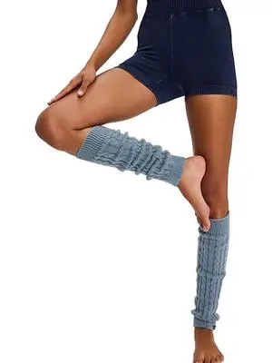 Free People Cable Knit Leg Warmers Steel Blue