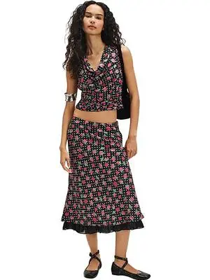 For Love & Lemons Betty Bud Midi Skirt Set - Black