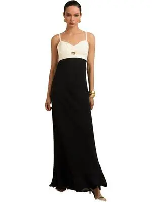 REISS Atelier Colour-block Maxi Dress - Black