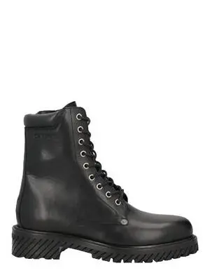 OFF-WHITE™ Leather Ankle Combat Boots - Black