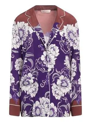 Valentino Garavani Floral Print Silk Overshirt - Purple