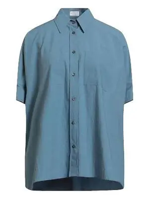 Brunello Cucinelli Cotton Poplin Shirt With Appliqués - Blue