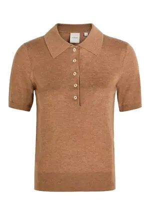 Varley Fine-knit Polo Top - Beige