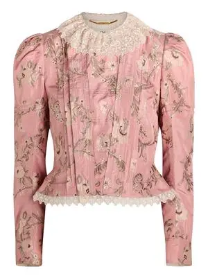 Chloé Floral-jacquard Silk-blend Jacket - Light Pink