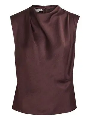 Vince Draped Satin Top - Burgundy