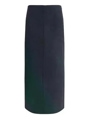 Brunello Cucinelli Virgin Wool Midi Skirt - Blue