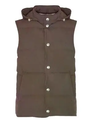 Eleventy Padded Gilet With Hood - Brown