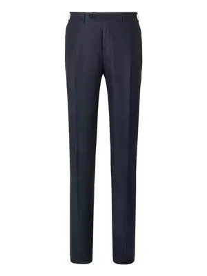 Canali Wool Twill Trousers - Blue