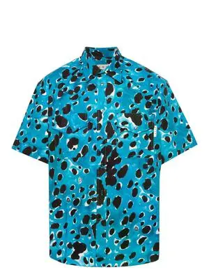 Marni Abstract-print Cotton Shirt - Blue