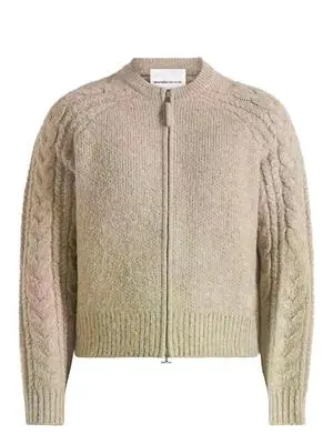 Manière De Voir Gaby Zip-fastening Speckled Cable-knit Cardigan - Neutrals