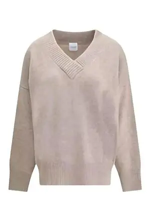 MADELEINE THOMPSON V-neck Balthus Sweater - Neutrals