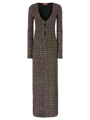 Missoni Long-sleeve Button-fastening Maxi Dress - Blue