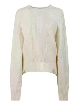 DONDUP Cable-knit Crew-neck Sweater - White