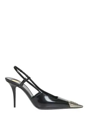 Saint Laurent 90mm Jeanne Metal Cap Toe Pumps - Black