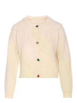 Liu Jo Cable-knit Cardigan With Jewel Embellishments - Neutrals